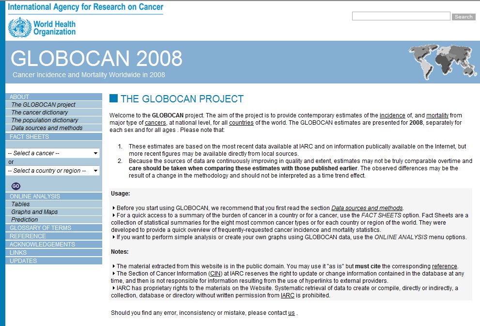 GLOBOCAN 2008 : un outil pour estimer les cancers dans le monde ...